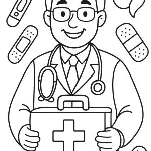 Coloriage du docteur en action à Télécharger ou à Imprimer gratuitement