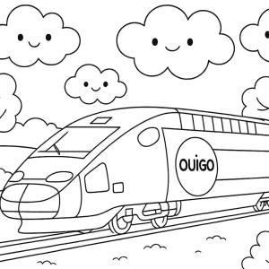 Coloriage facile du TGV à Télécharger ou à Imprimer gratuitement