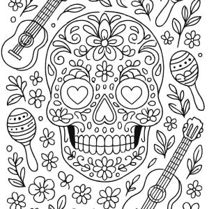 Dia de los Muertos-themed coloring page Download or Print for free