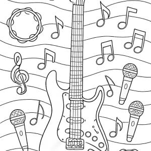 Coloring page of a modern electric guitar Download or Print for free