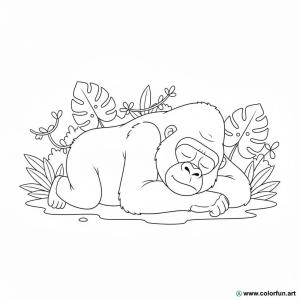 Gorilla eating coloring page Download or Print for free