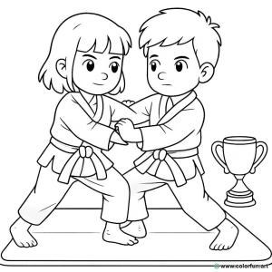 Fun judo coloring page for kids Download or Print for free
