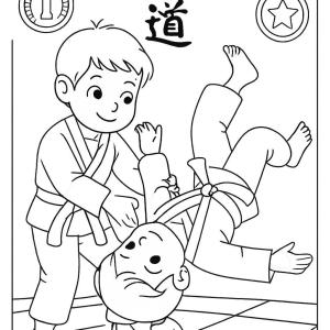 Coloring page of a girl practicing judo Download or Print for free