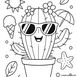 Planșă de colorat cu cactuși cu motive Descărcați sau tipăriți gratuit