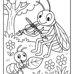Coloriage de la cigale et de la fourmi amusant à Télécharger ou à ...