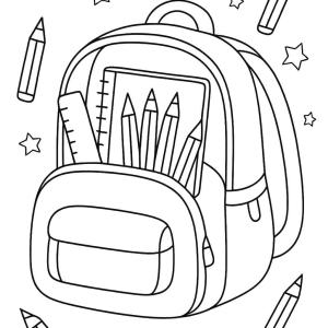 Coloriage d'un cartable à colorier à Télécharger ou à Imprimer gratuitement