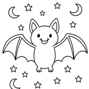 Halloween coloring page: bat flying at night Download or Print for free