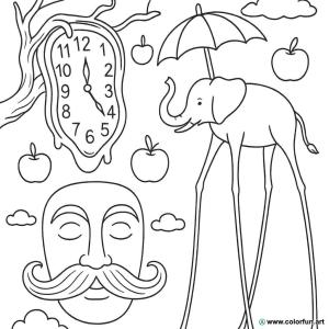Salvador Dalí-inspired coloring page: the melting clocks Download or ...