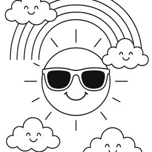 Dibujo para colorear del sol y las flores Descargar o Imprimir de forma ...