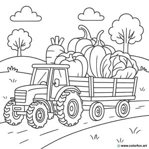 Tractor and trailer coloring page for children Download or Print for free
