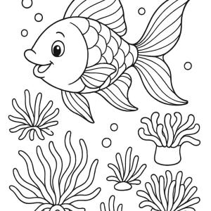 Fish and shellfish coloring page Download or Print for free