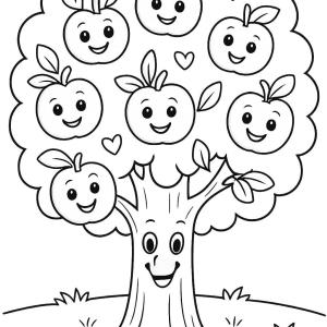 Coloriage d'un pommier au printemps à Télécharger ou à Imprimer ...