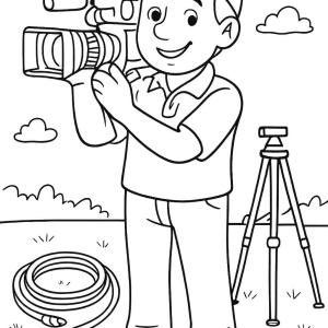 Professional cameraman coloring page Download or Print for free