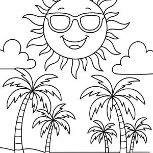 Dibujo para colorear del sol y las flores Descargar o Imprimir de forma ...