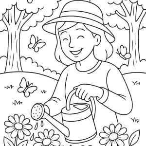 Mom and daughter coloring page Download or Print for free