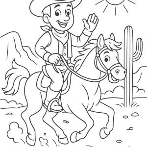 Ausmalbild eines Cowboys in vollem Abenteuer Kostenloser Download oder ...
