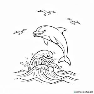 Simple dolphin coloring page Download or Print for free