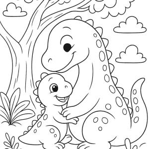 Dibujo Para Colorear De Un Bebé Dinosaurio Y Sus Amigos Descargar O