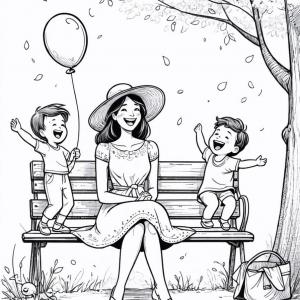 Coloriage d'une maman et de sa fille à Télécharger ou à Imprimer gratuitement