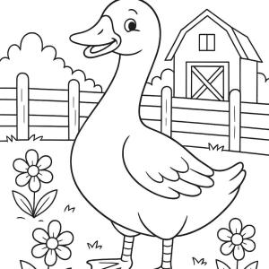 Coloring page of a goose on the water Download or Print for free