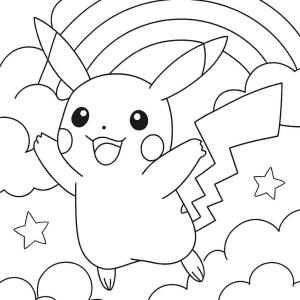 Pikachu and its evolutions coloring page Download or Print for free