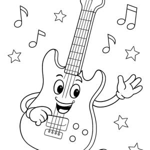 Coloring page of a modern electric guitar Download or Print for free