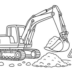 Large-format backhoe loader coloring page Download or Print for free