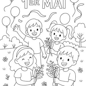 Coloriage facile pour le 1er mai à Télécharger ou à Imprimer gratuitement