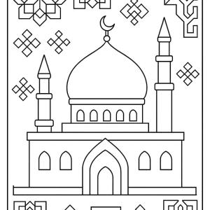 Islamic mosque coloring page Download or Print for free