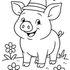 Pig in the mud coloring page Download or Print for free