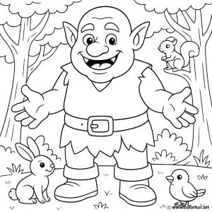 Coloring page of a smiling ogre Download or Print for free
