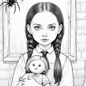 Coloriage du mercredi avec la famille Addams à Télécharger ou à ...