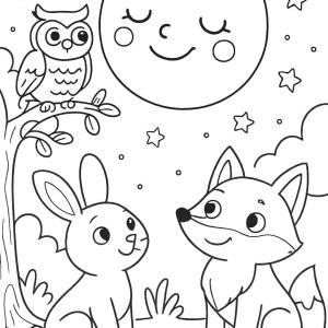 Moon coloring page with clouds Download or Print for free