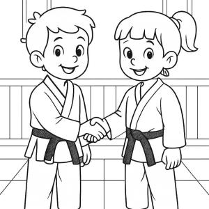 Easy coloring page about judo Download or Print for free