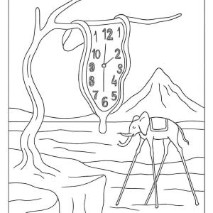 Salvador Dalí-inspired coloring page: the melting clocks Download or ...