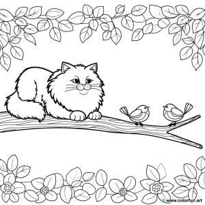 Winter cat coloring page Download or Print for free