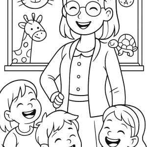 Coloriage pour la maîtresse et les élèves à Télécharger ou à Imprimer ...