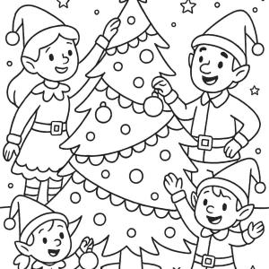 Coloriage du lutin de Noël et des rennes à Télécharger ou à Imprimer ...