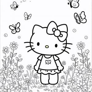 Hello Kitty coloring page for spring Download or Print for free