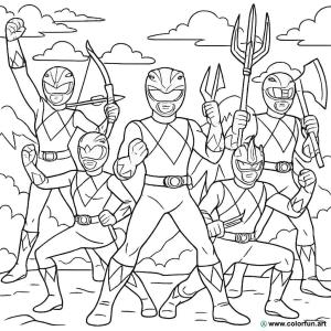 Kolorowanka Power Rangers, bohaterowie w akcji Do pobrania lub ...