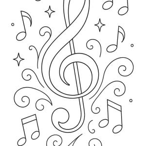 Musical note coloring page with instruments Download or Print for free