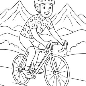 Coloring page of the cyclist at the finish line Download or Print for free