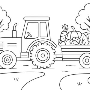 Large-format tractor and trailer coloring page Download or Print for free