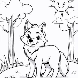 Wolf coloring page in winter Download or Print for free