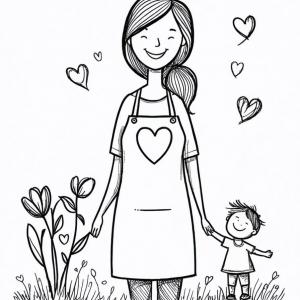 Coloriage d'une maman et de sa fille à Télécharger ou à Imprimer gratuitement