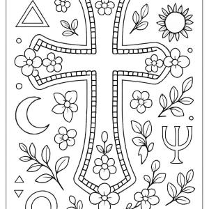 Planșă de colorat cu cruci abstracte Descărcați sau tipăriți gratuit