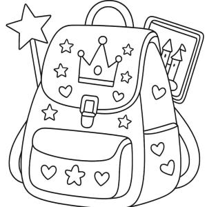 Schoolbag coloring page with a football pattern Download or Print for free