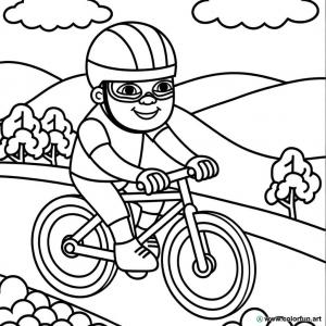 Coloring page of a professional cyclist Download or Print for free