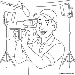 Coloriage d'un cameraman à la télévision à Télécharger ou à Imprimer ...