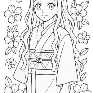 Kolorowanka Nezuko Kamado w cieniu Do pobrania lub wydrukowania za darmo